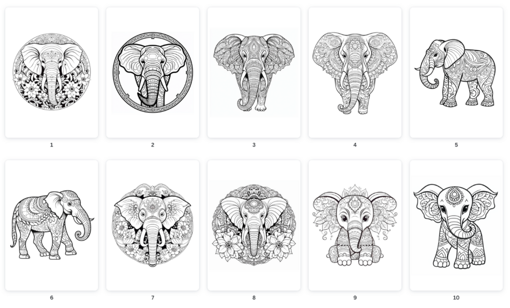 Elephant Mandala Coloring Pages – SilverActivities Store